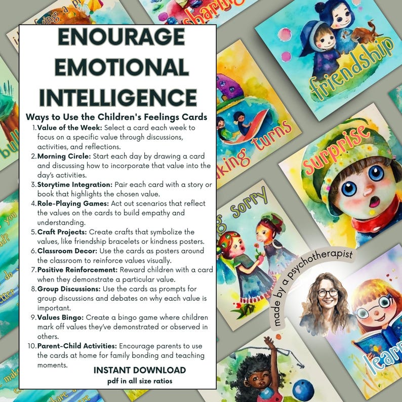 Printable Children's Feelings Emotions Cards 24 Printable Flash Cards ...