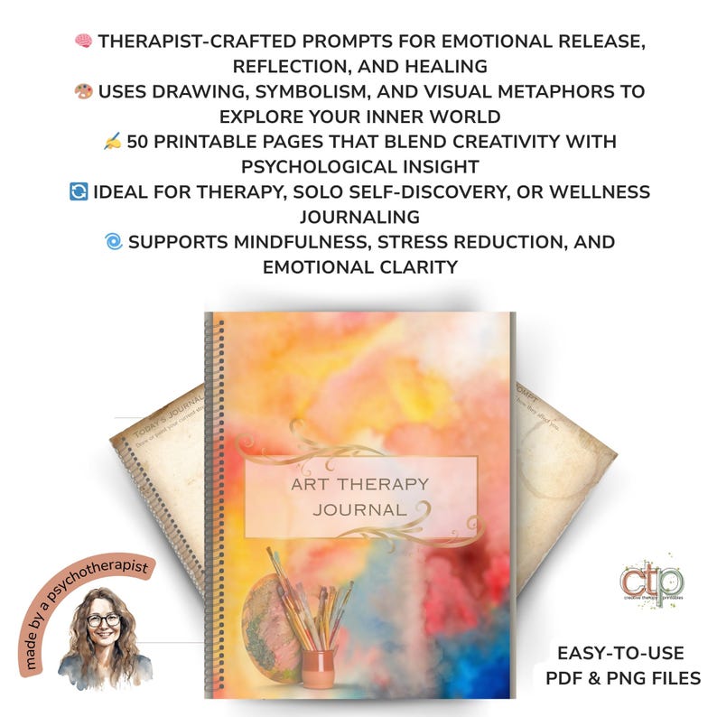 Art Therapy Journal: 50 Printable Prompts for Self-care and Mental ...
