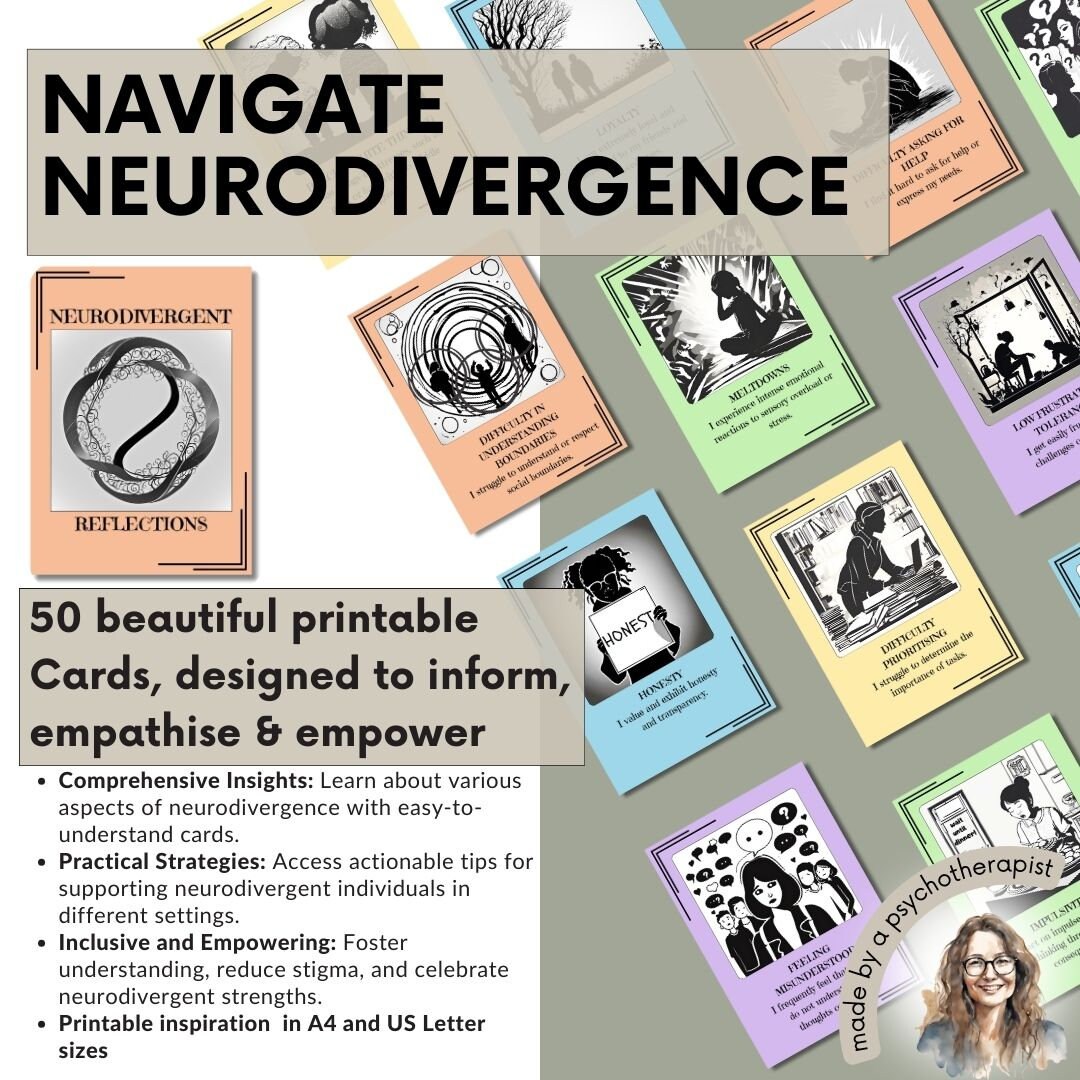 Printable Neurodivergence Card Game 50 PDF Flash Cards ADHD & Autism ...