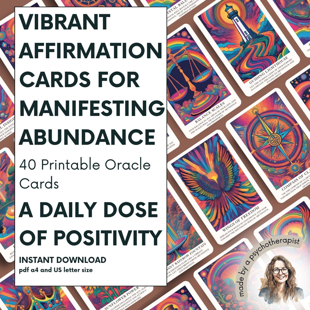 Printable Abundance Affirmation Cards 40 Psychedelic Designs PDF ...