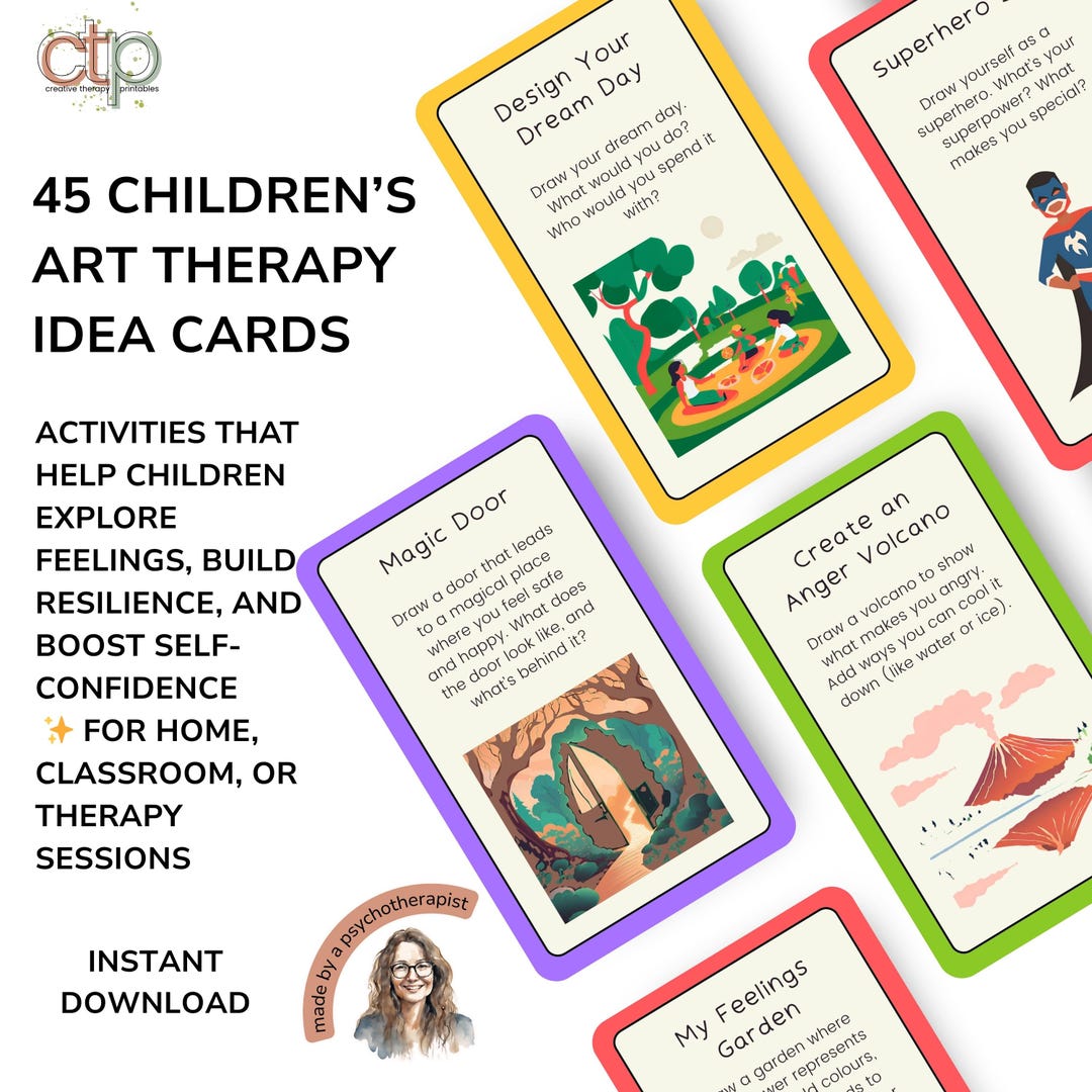 Kids Art Therapy Cards: Feelings Education, Social Skills (PDF) - Etsy