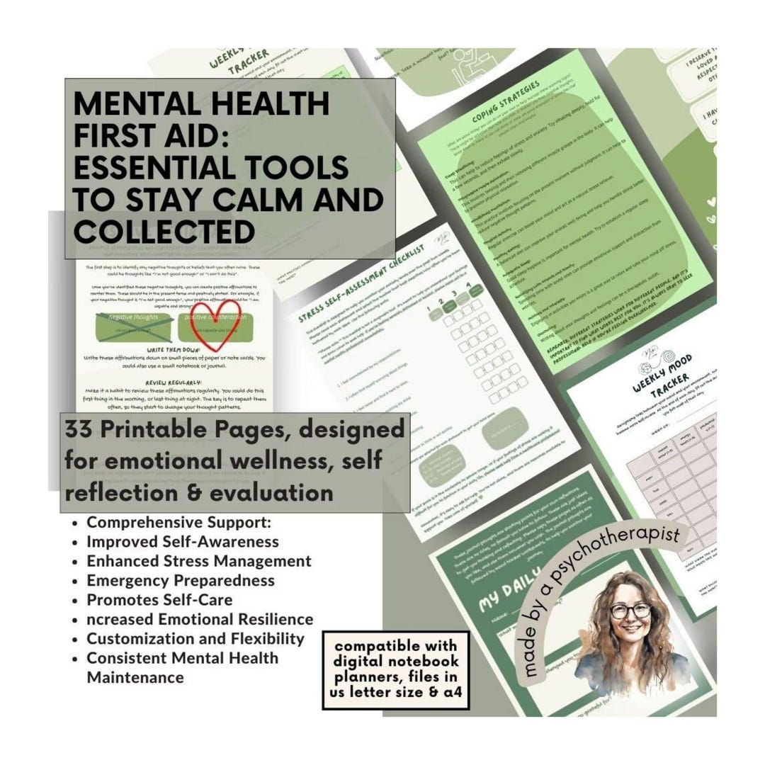 Mental Health First Aid Kit Printable PDF Crisis Tool & Coping Skills ...