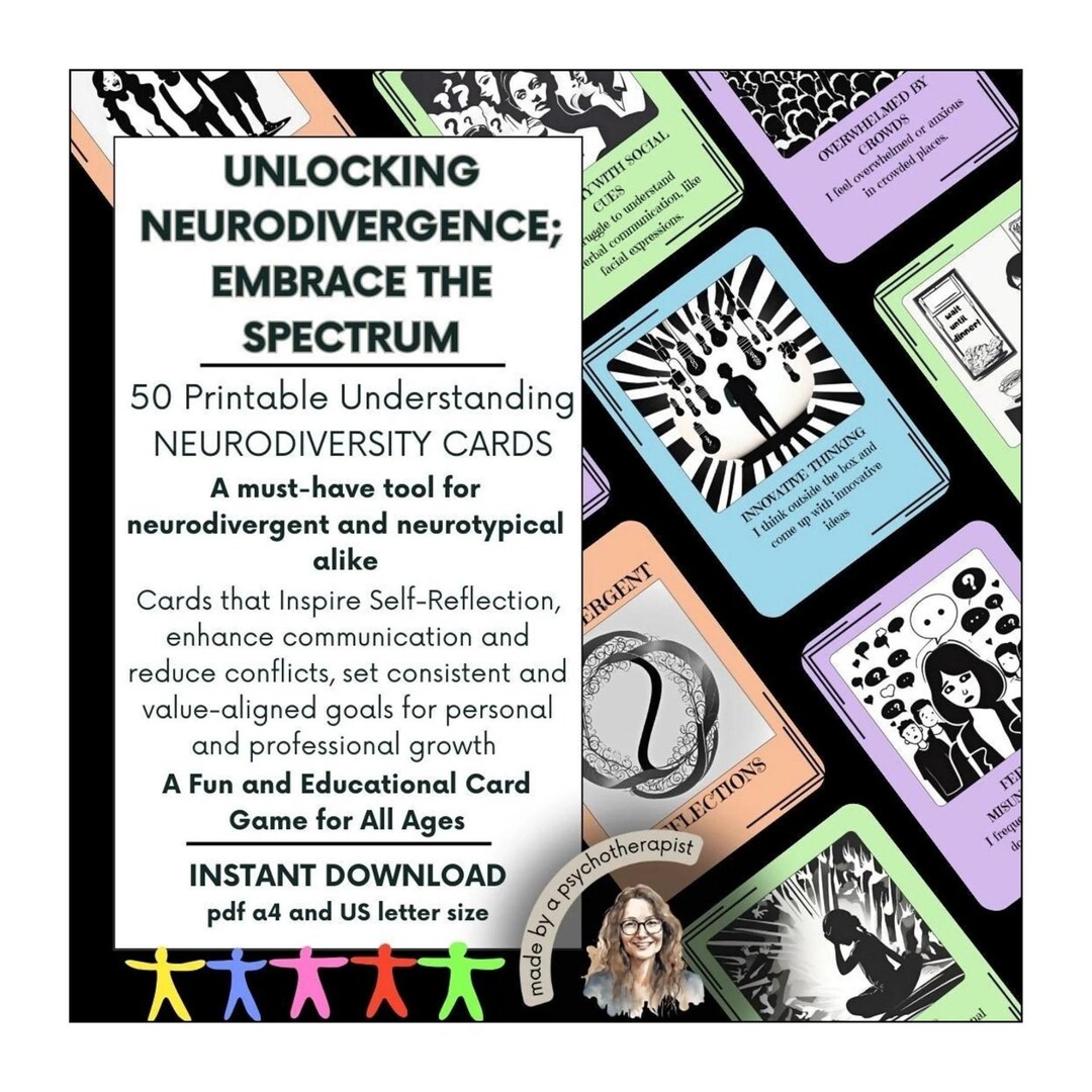 Printable Neurodivergence Card Game 50 PDF Flash Cards ADHD & Autism ...