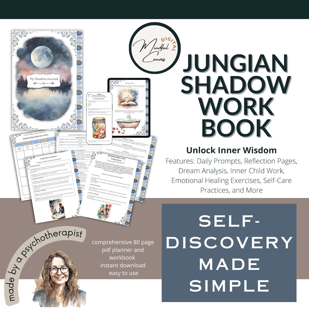 Printable Shadow Work Journal Guided Jungian Therapy Digital Planner Healing Guide Self Love ...