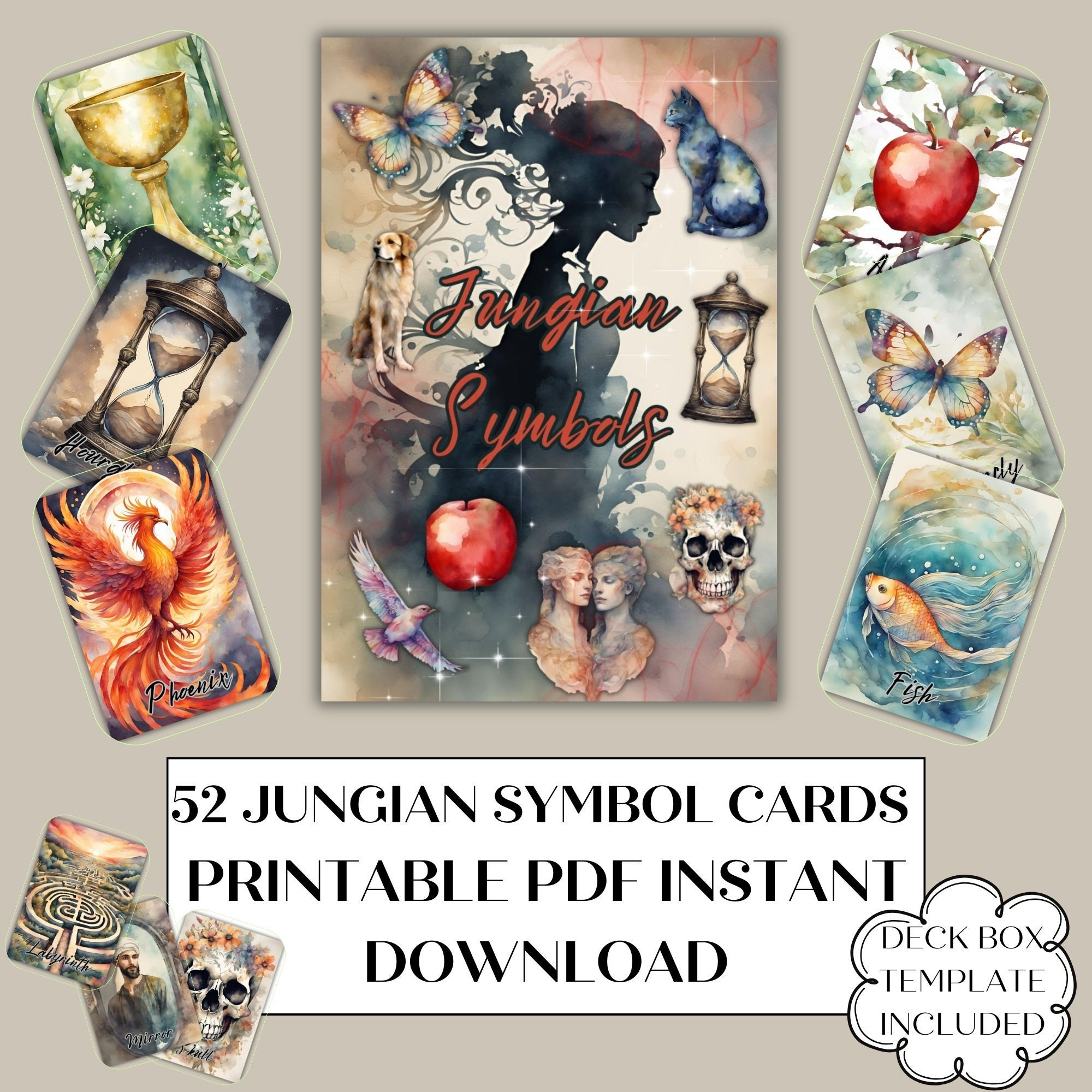 Jungian Archetype Symbol Cards Printable Oracle Deck for Personal ...