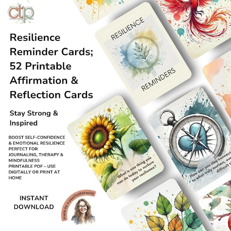 Resilience Affirmation Cards: Daily Self-care, Therapy Tools (printable ...