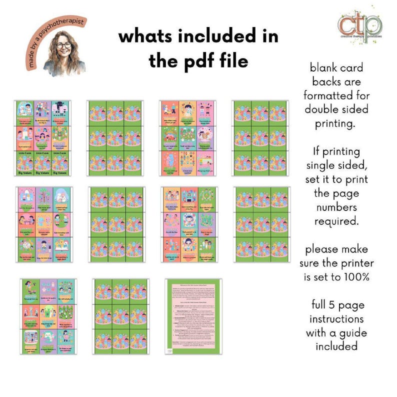 Values Cards Kids Printable SEL Tool for Emotional Vocabulary, Kindness ...