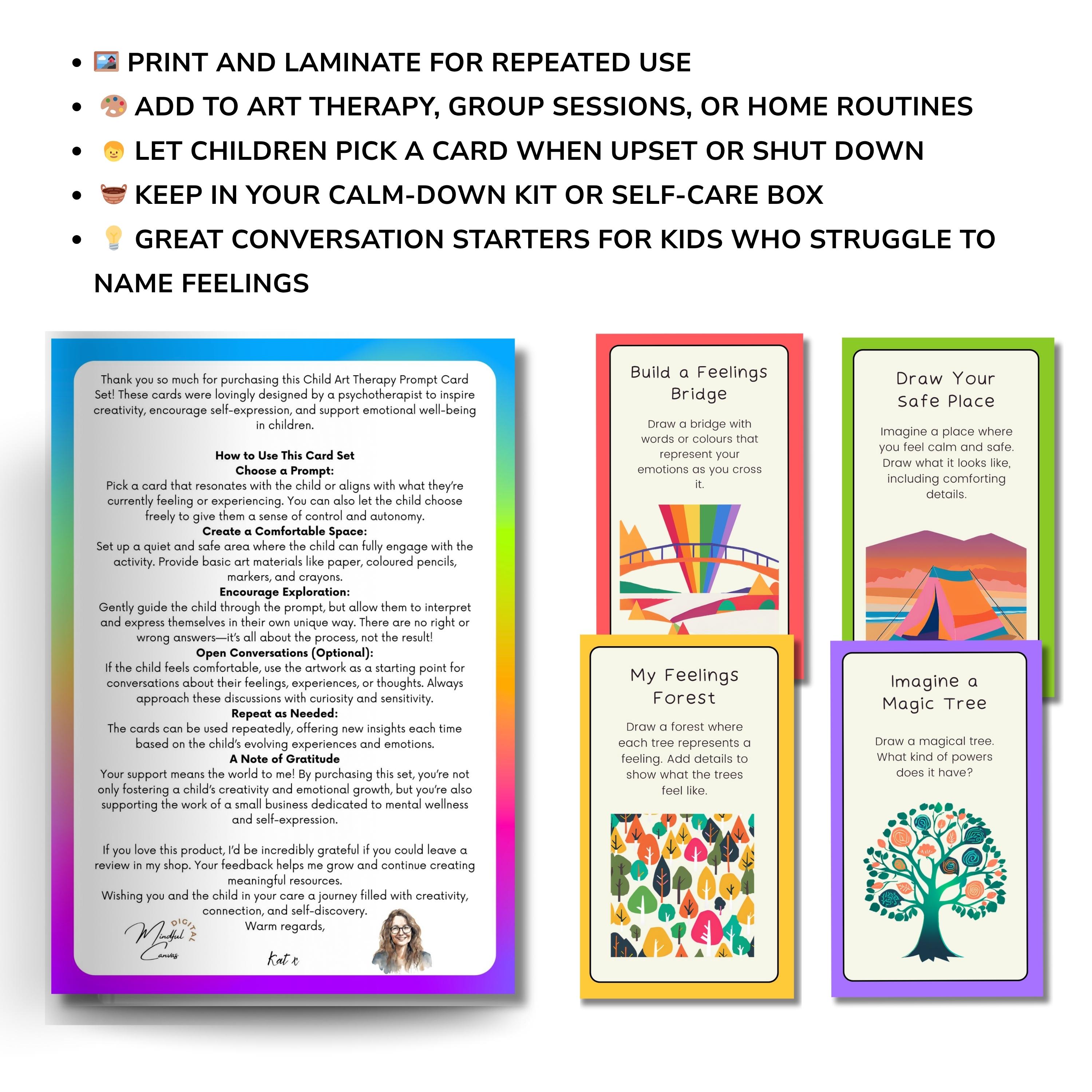 Kids Art Therapy Cards: Feelings Education, Social Skills (PDF) - Etsy