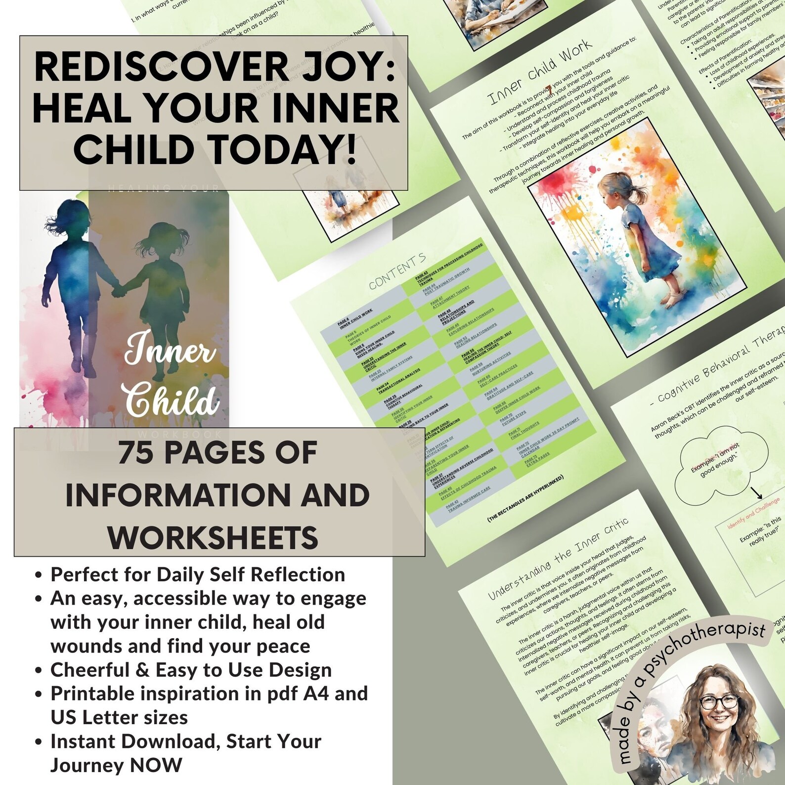 Inner Child Healing Workbook Printable Digital PDF A4 US Letter Self ...