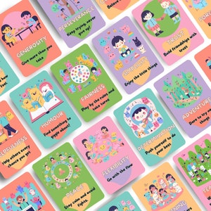 Printable Children's Values Cards With Kawaii Illustrations, Emotions ...
