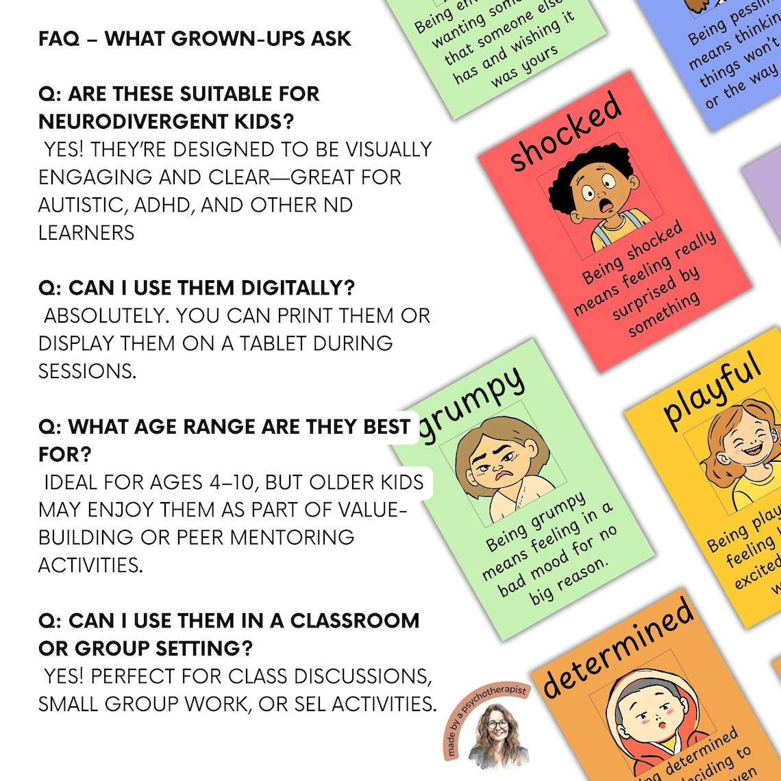 Feelings Flash Cards for Children With Emotions + Facial Expressions ...