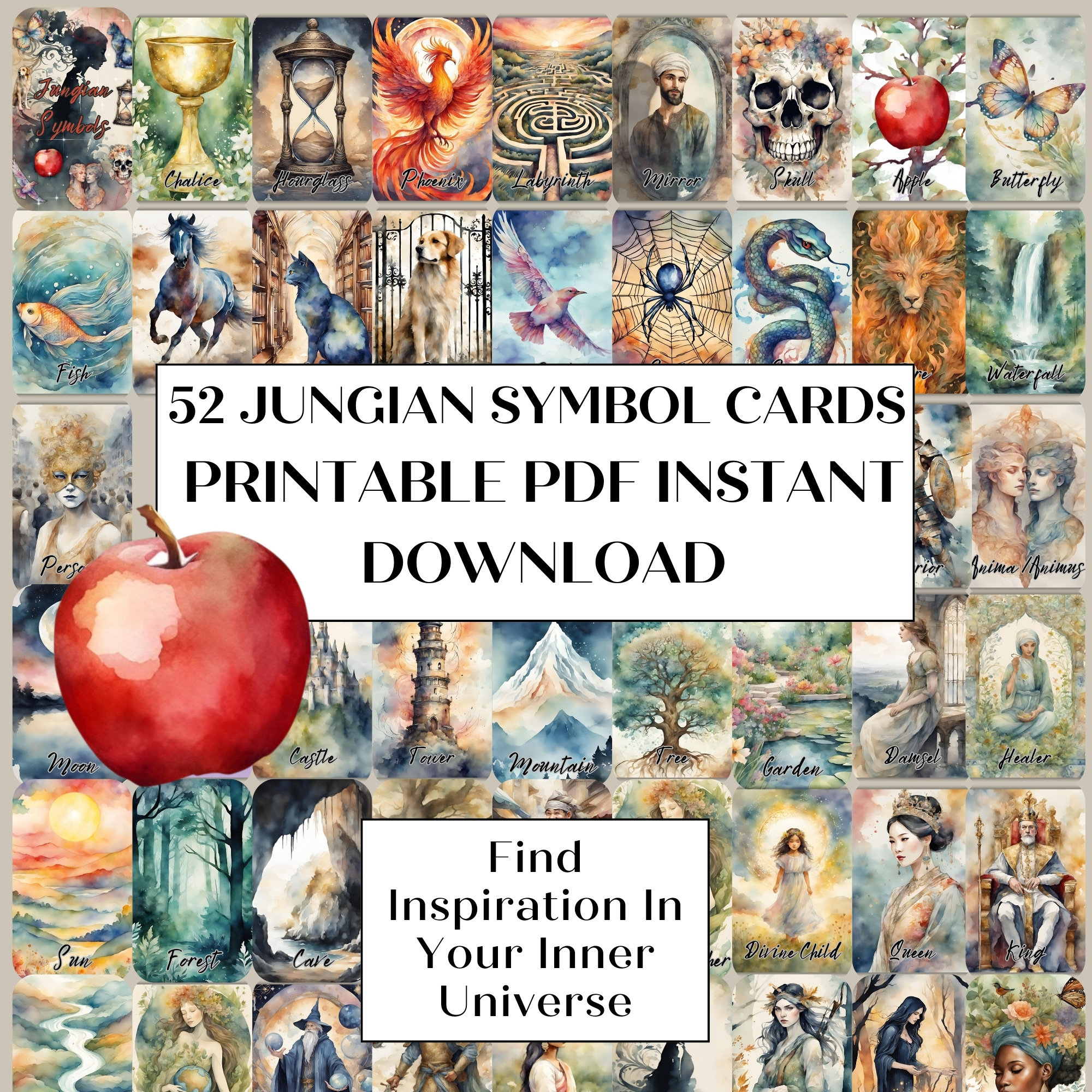 Jungian Archetype Symbol Cards Printable Oracle Deck for Personal ...