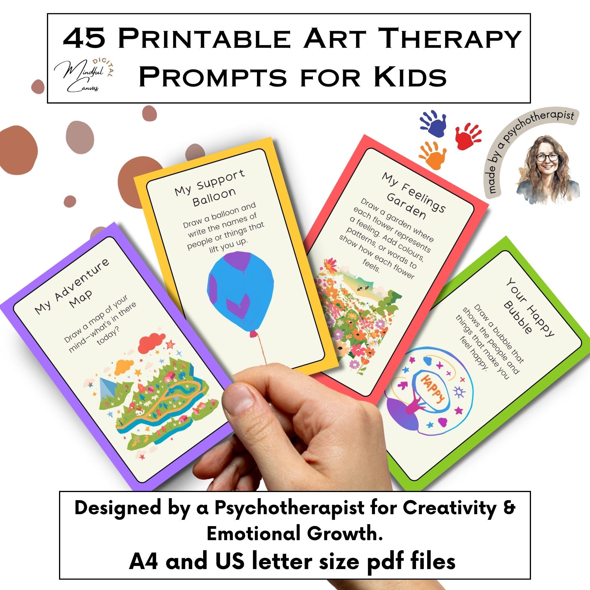 Kids Art Therapy Prompt Cards – Printable Therapy Activity for ...