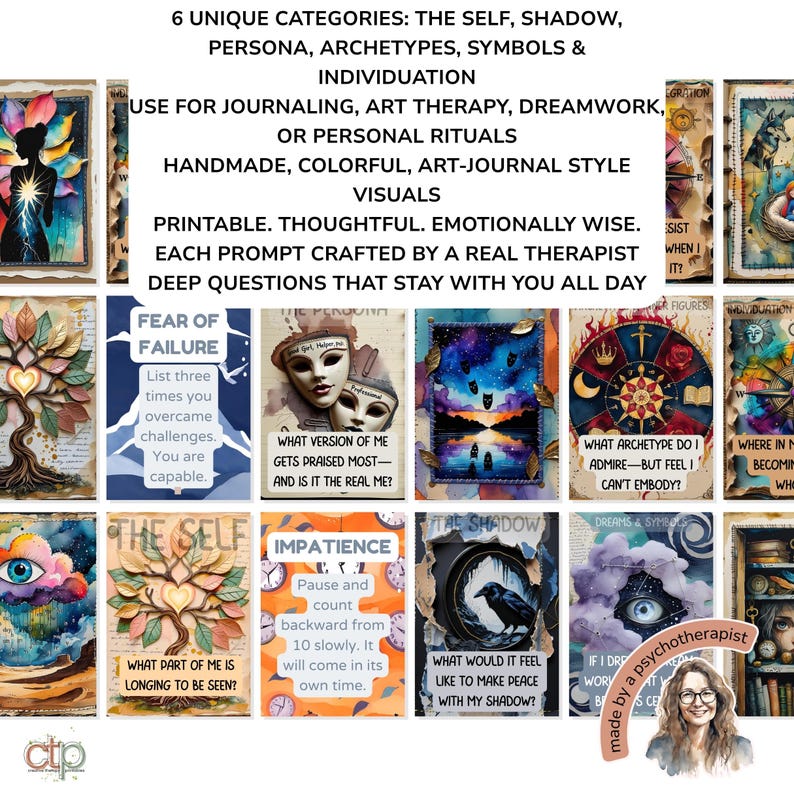 Jungian Therapy Reflection Cards: Printable Self-discovery Deck (PDF ...