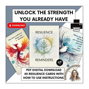 Printable Resilience Affirmation Watercolour Art Cards Set of 40 A4 ...
