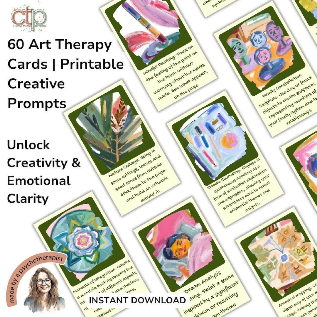 Art Therapy Cards for Mental Health & Self-care, Printable Mindfulness ...