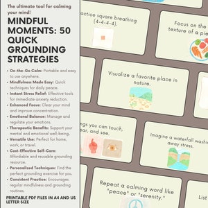 Grounding Mindfulness Cards, Printable Self Care Positive Thinking ...