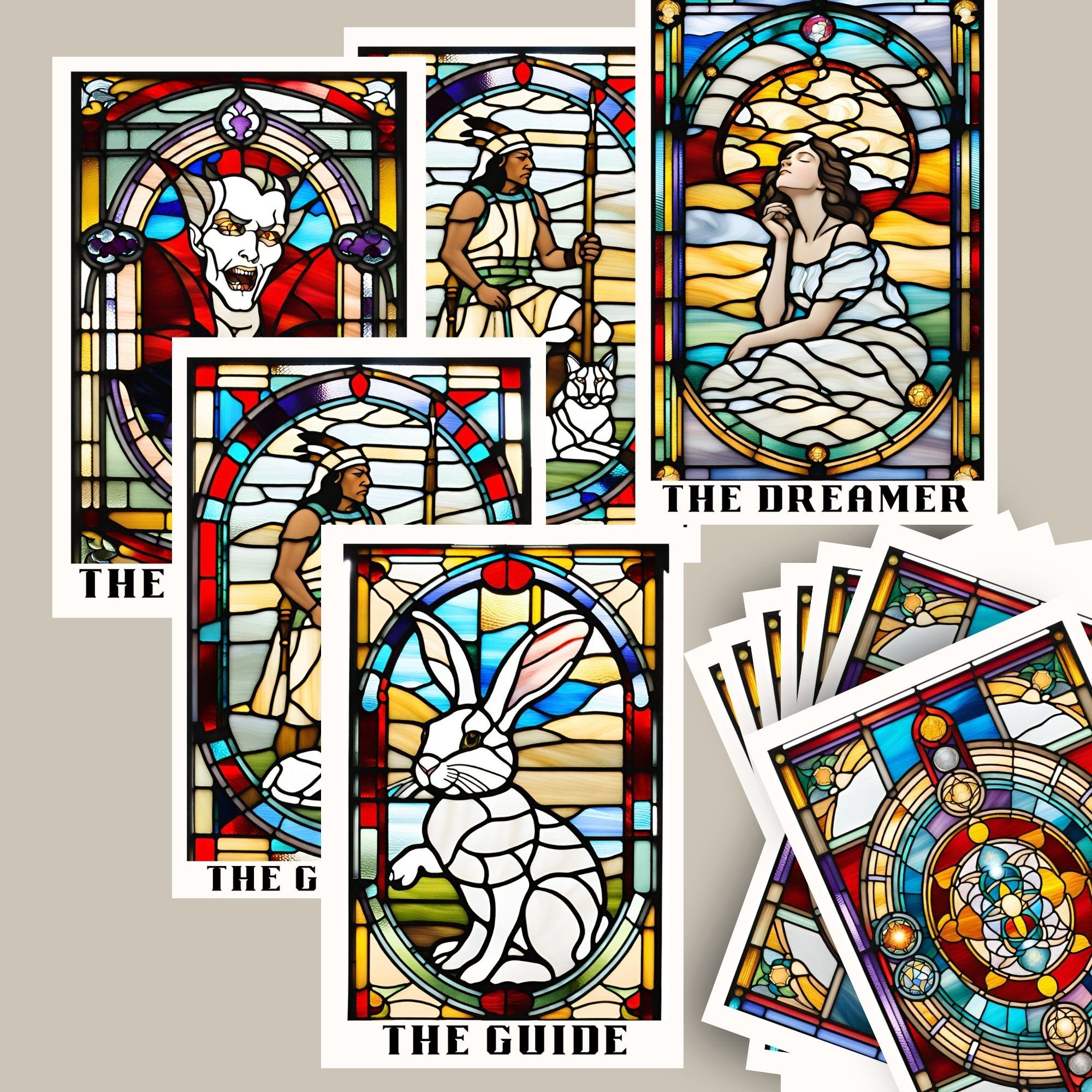 Archetypes Printable Oracle Card Deck Stained Glass Jungian Inspired ...