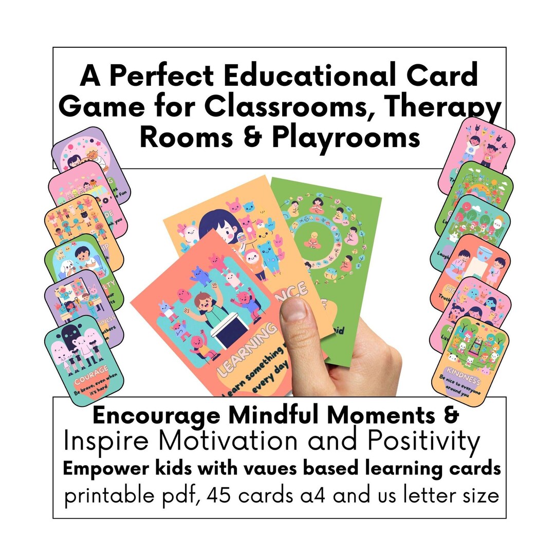 Printable Children's Values Cards – Cute Kawaii-style Illustrations ...