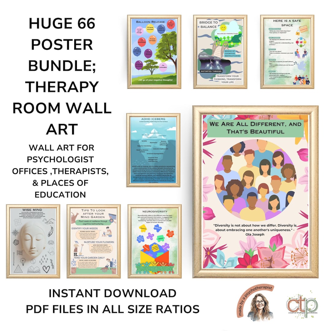 66 Therapy Posters Bundle: Mental Health Office Decor (digital Download ...