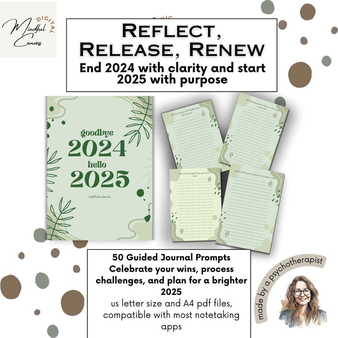 2024 Reflection & 2025 Digital Planner Journal Guided Printable ...