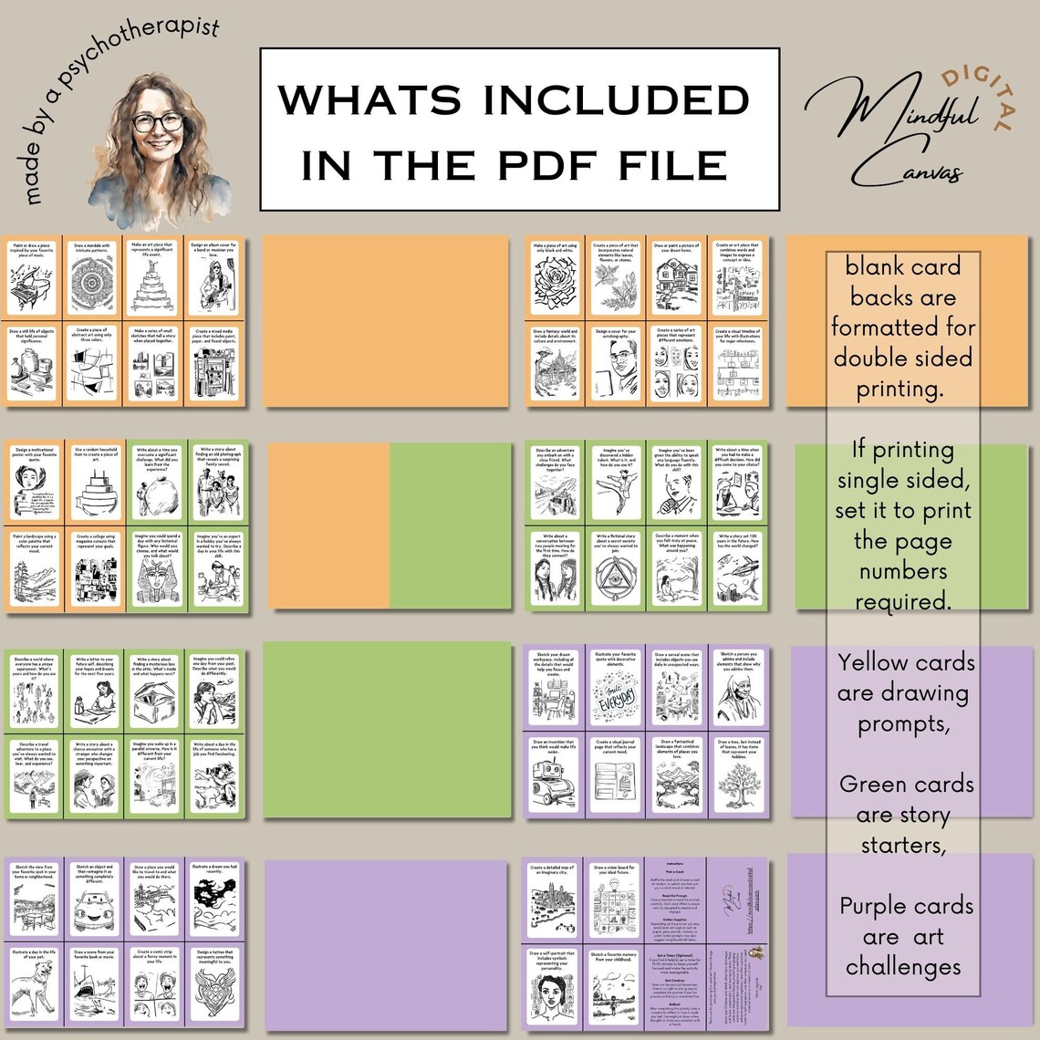 Printable Adult ADHD Creativity Card Set 60 Cards PDF Drawing Prompts ...