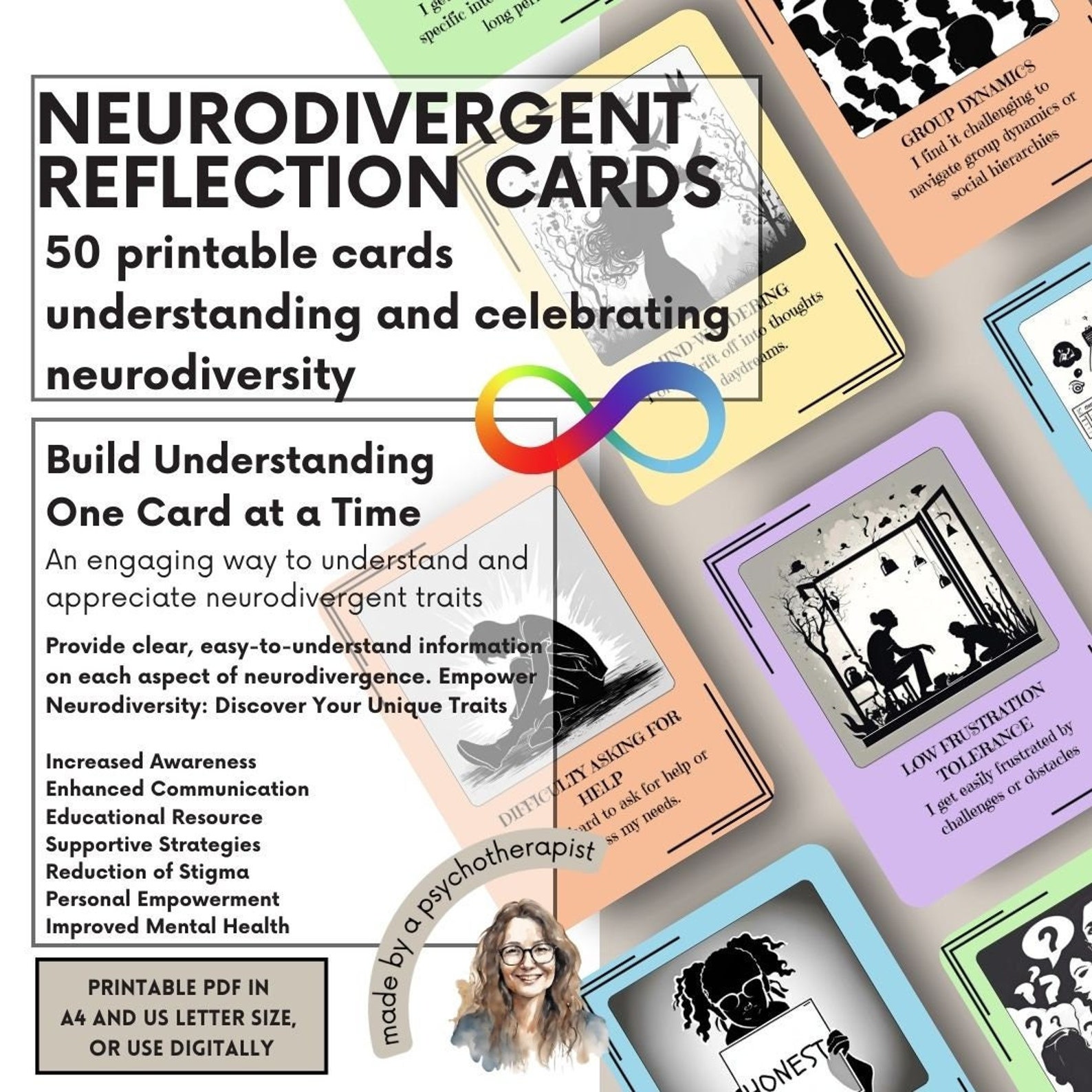 Printable Neurodivergence Card Game 50 PDF Flash Cards ADHD & Autism ...