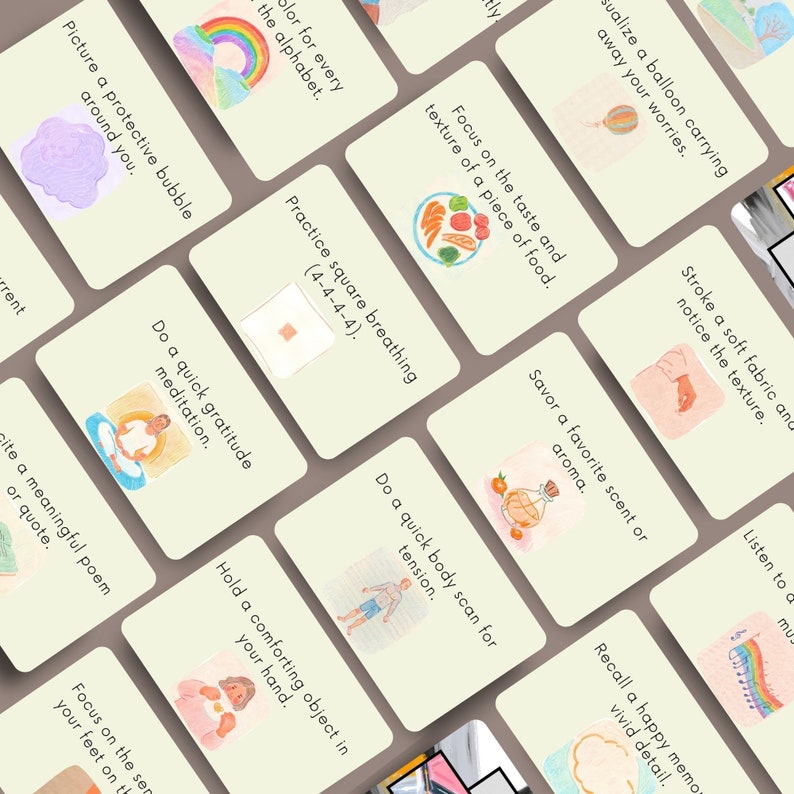 Grounding Mindfulness Cards, Printable Self Care Positive Thinking ...