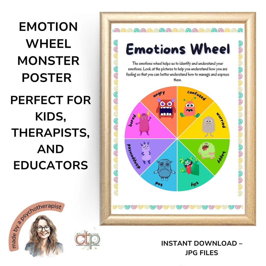Emotion Wheel Art: Feelings Chart for Kids, School Psychology (digital ...
