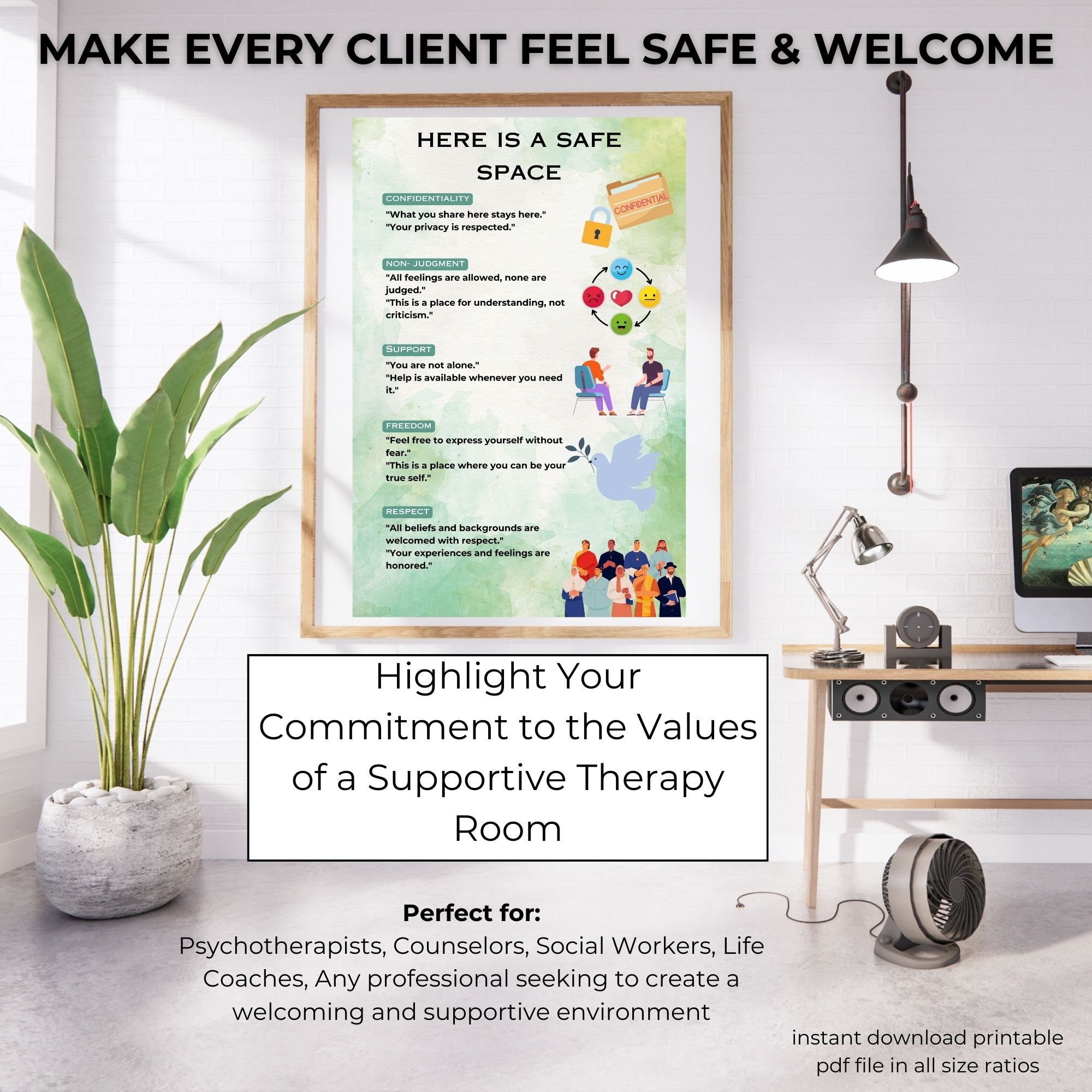 Safe Space Counselling Room Printable Poster Counsellor Contract Pdf ...