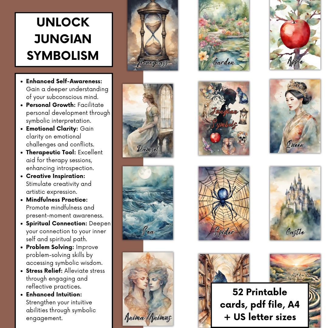 Printable Jungian Symbol Cards for Creatives 52 Watercolour Cards With ...