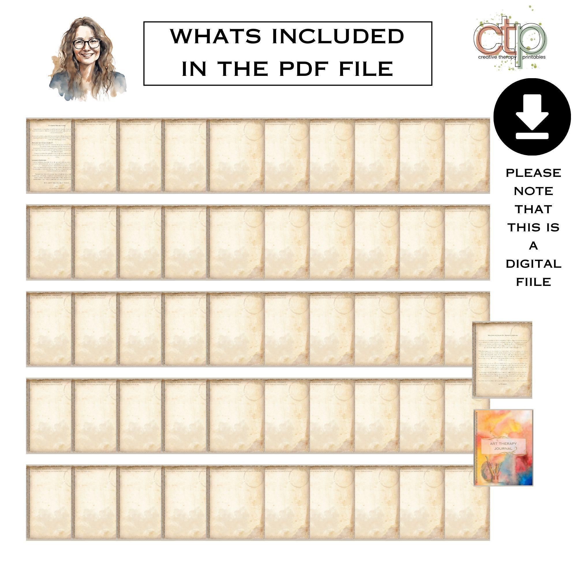 Art Therapy Journal: 50 Printable Prompts for Self-care and Mental ...