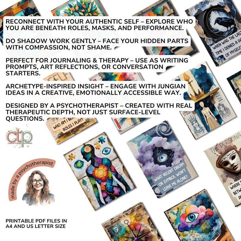 Jungian Therapy Reflection Cards: Printable Self-discovery Deck (PDF ...