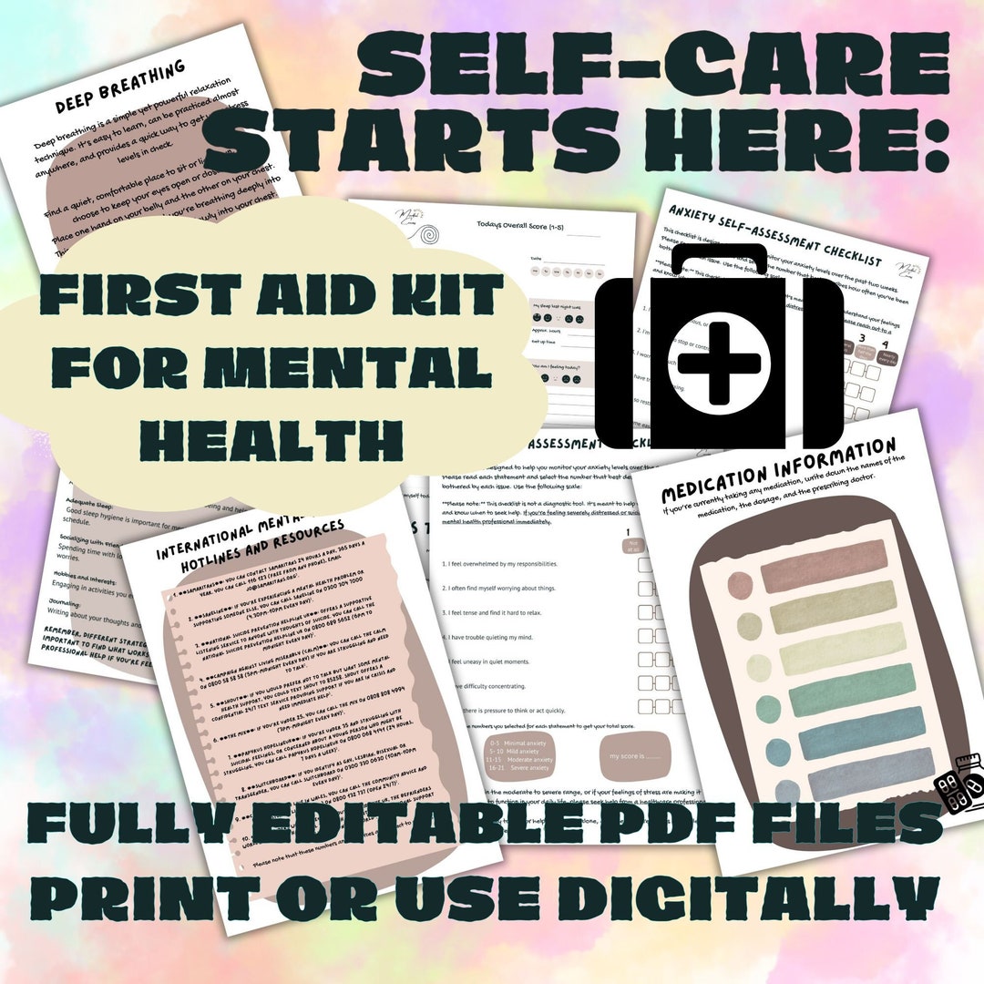 Printable Mental Health First Aid Kit PDF Download for Anxiety, Stress ...