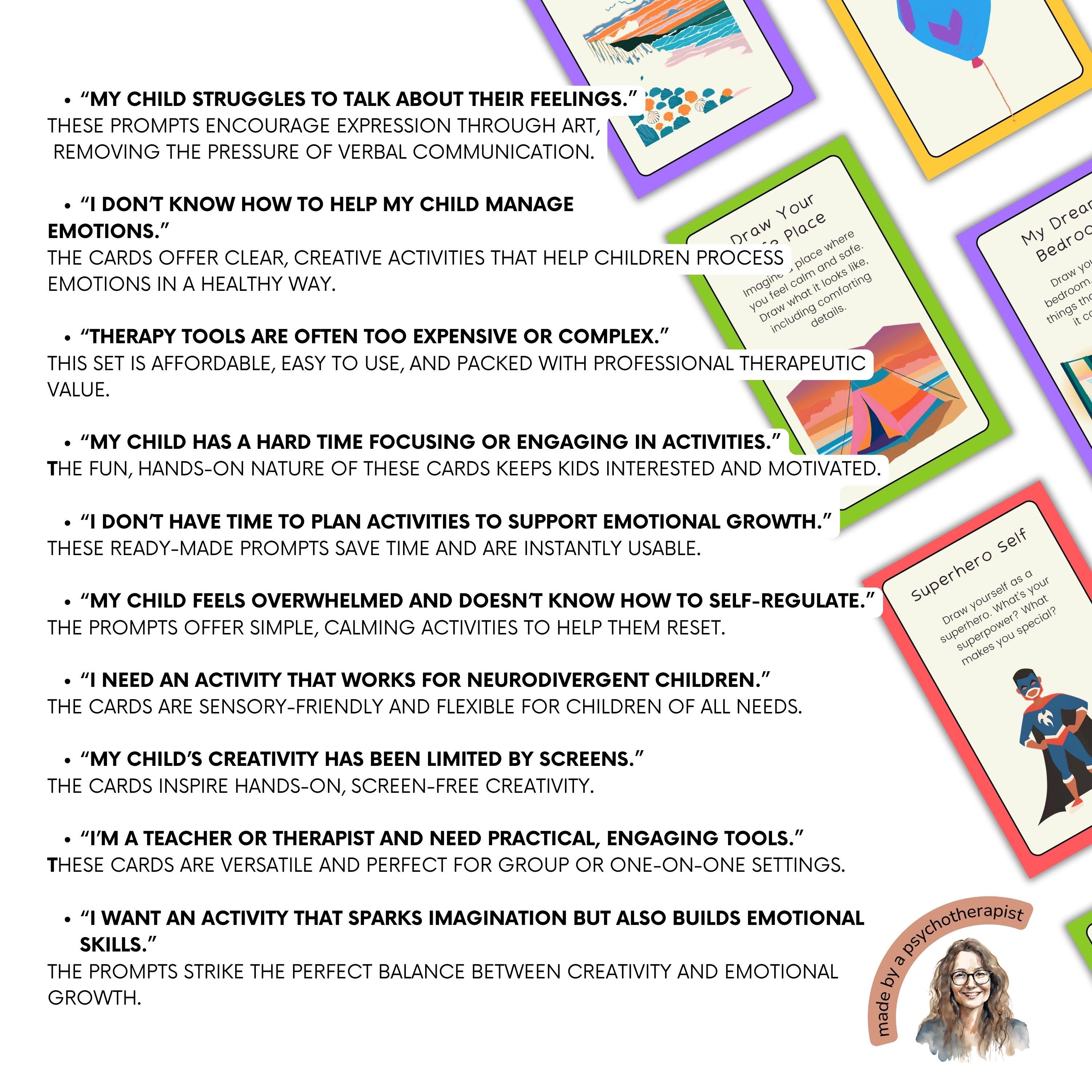 Kids Art Therapy Cards: Feelings Education, Social Skills (PDF) - Etsy