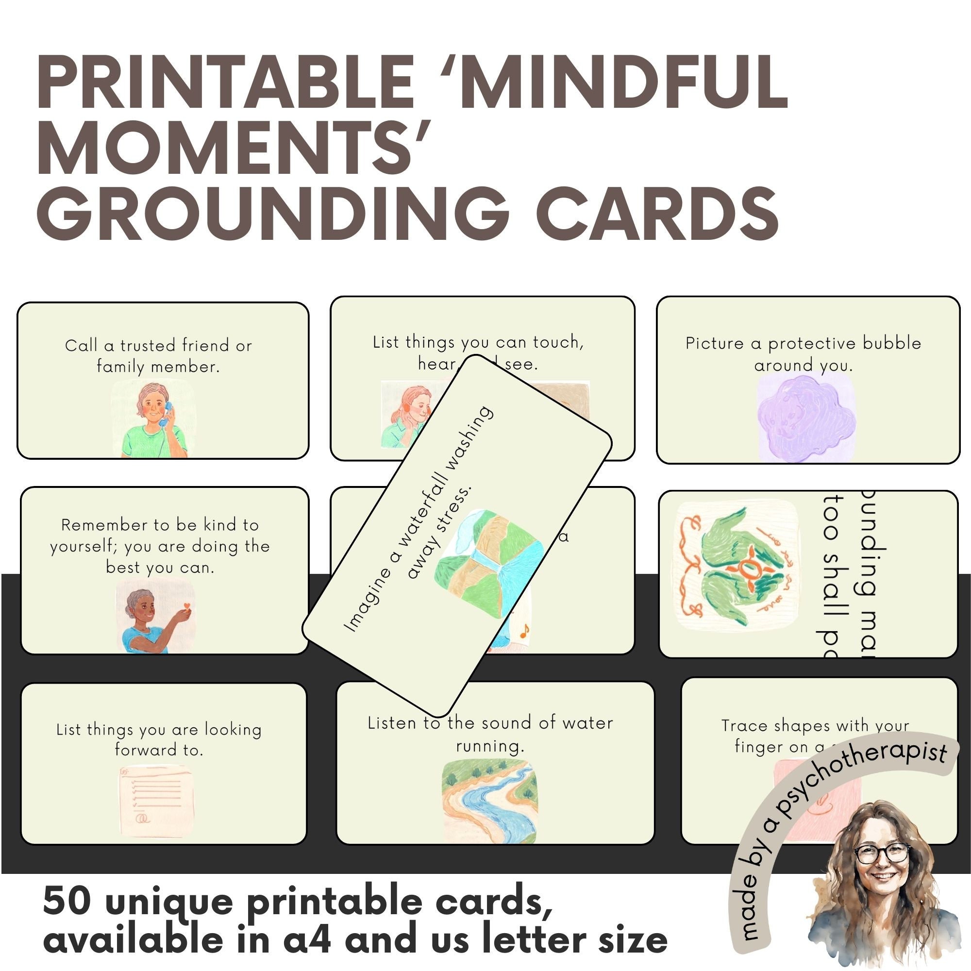 Printable Grounding Cards Set 50 Mindfulness Exercises PDF Wallet Size ...