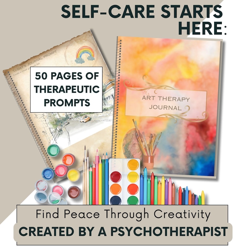 Art Therapy Journal: 50 Printable Prompts for Self-care and Mental ...