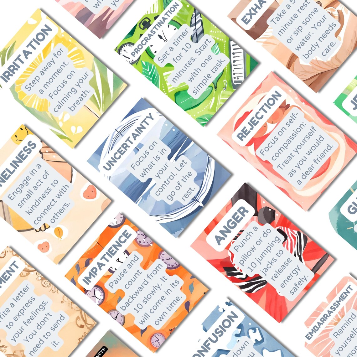 Printable Cards for Mental Health Support, Emotion Regulation ...