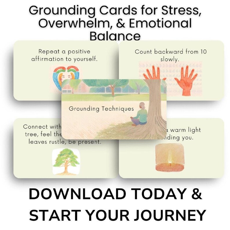 Grounding Techniques, 50 Cards PDF: Emotional Regulation, Anxiety ...