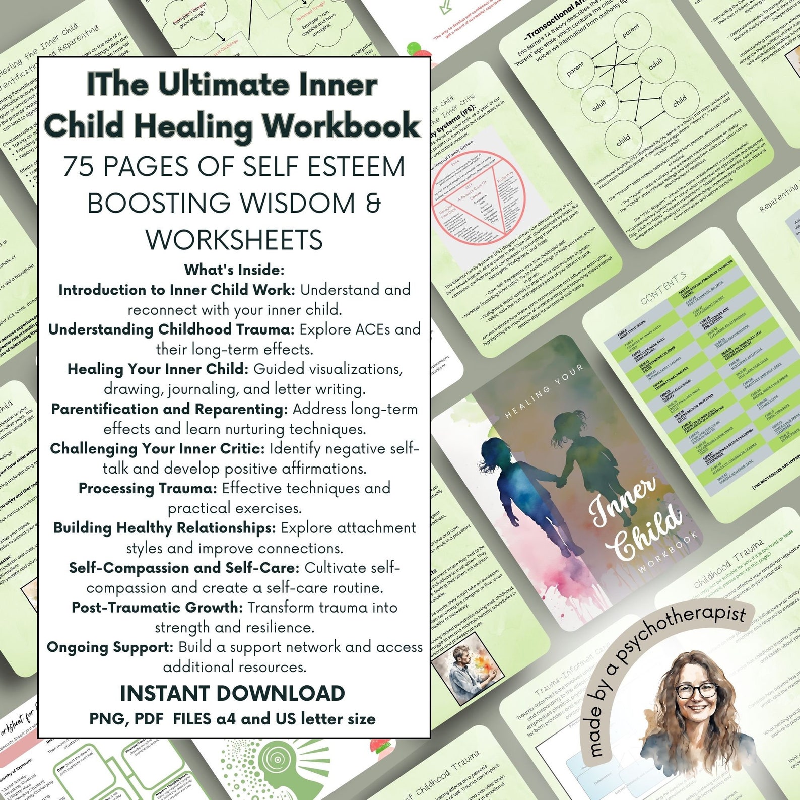 Inner Child Healing Workbook Printable Digital PDF A4 US Letter Self ...