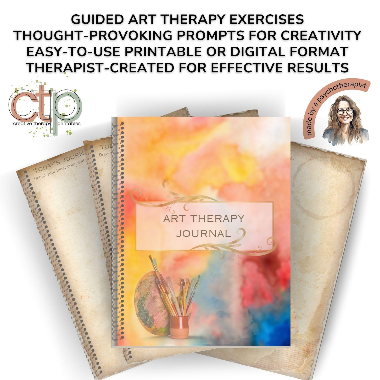Art Therapy Journal: 50 Printable Prompts for Self-care and Mental ...