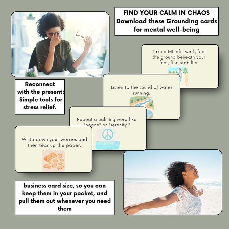 Printable Grounding Cards Set 50 Mindfulness Exercises PDF Wallet Size ...