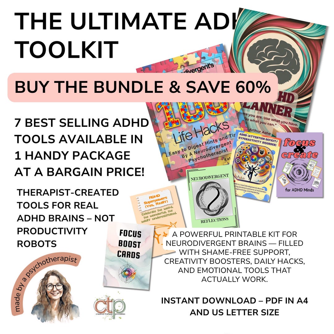 ADHD Digital Bundle | Printable Cards + Ebooks for Adult ADHD, Teens ...