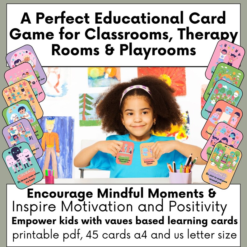 Printable Children's Values Cards With Kawaii Illustrations, Emotions ...