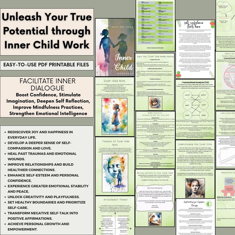 Inner Child Healing Workbook Printable Digital PDF A4 US Letter Self ...