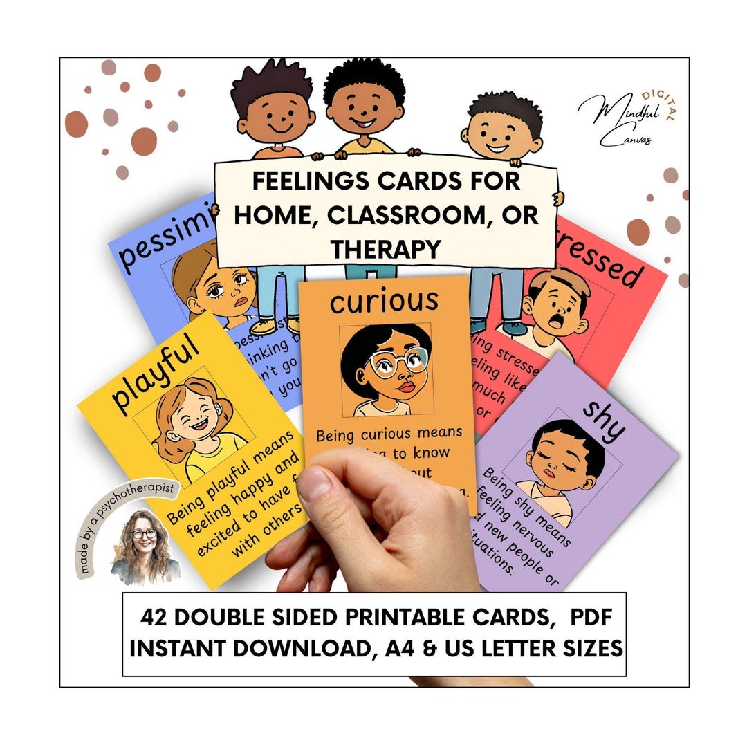 Children’s Feelings Flash Cards – Emotions + Facial Expressions ...