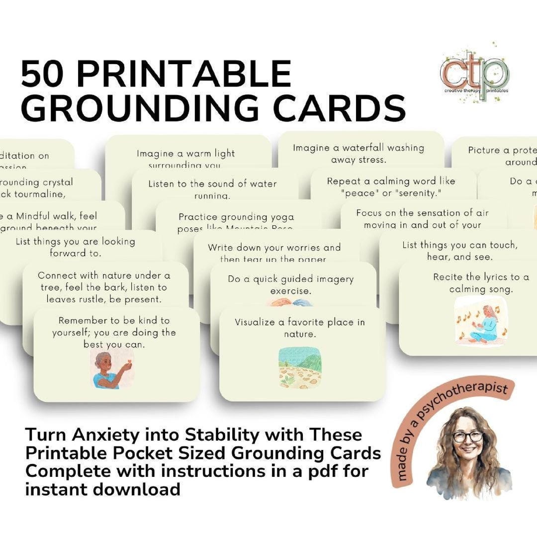 Emotional First Aid; Printable Grounding Cards - Instant Anxiety ...
