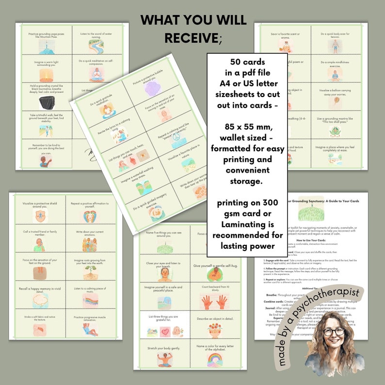 Printable Grounding Cards Set 50 Mindfulness Exercises PDF Wallet Size ...