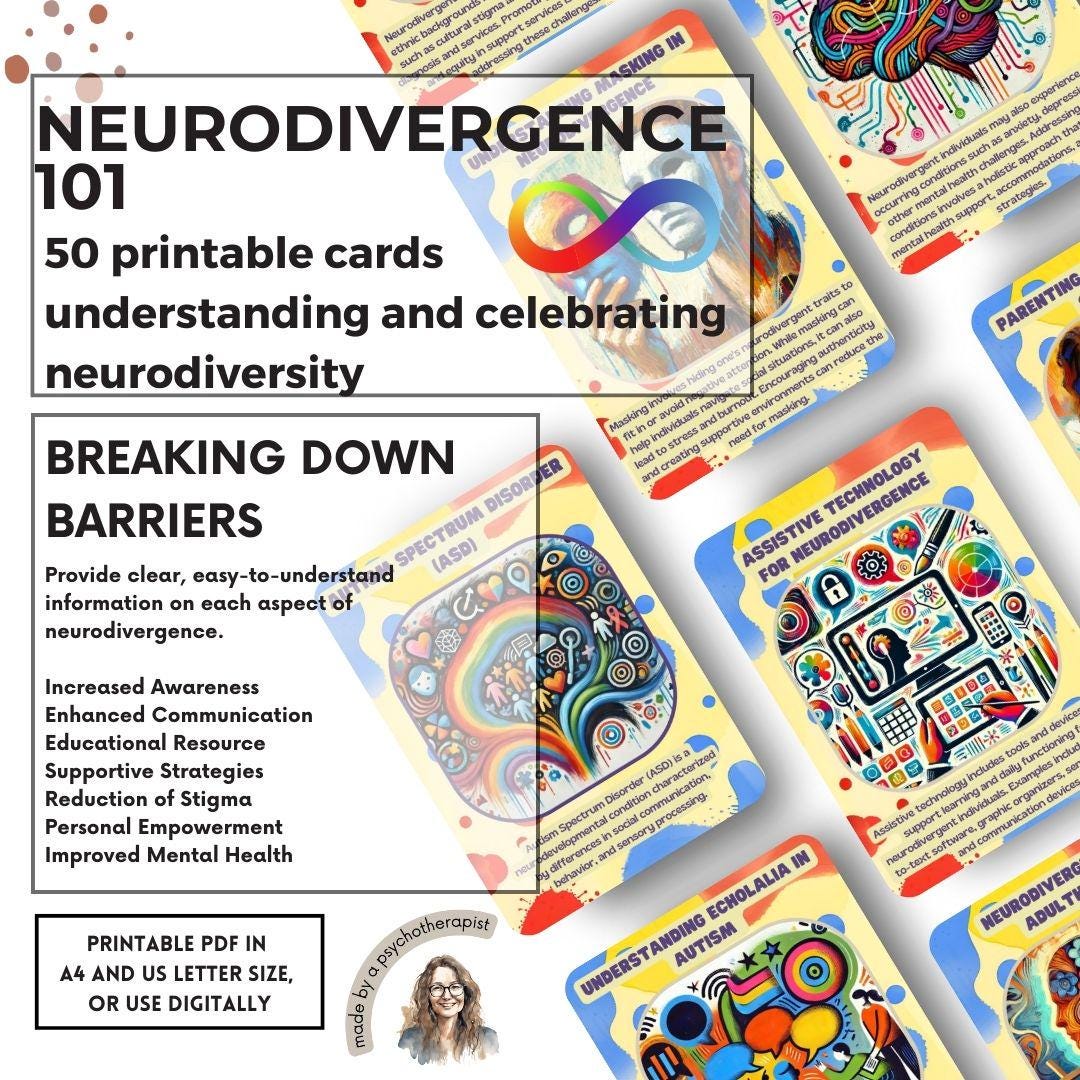 Neurodiversity Printable Cards – ADHD, Autism, and Mental Health Tools ...