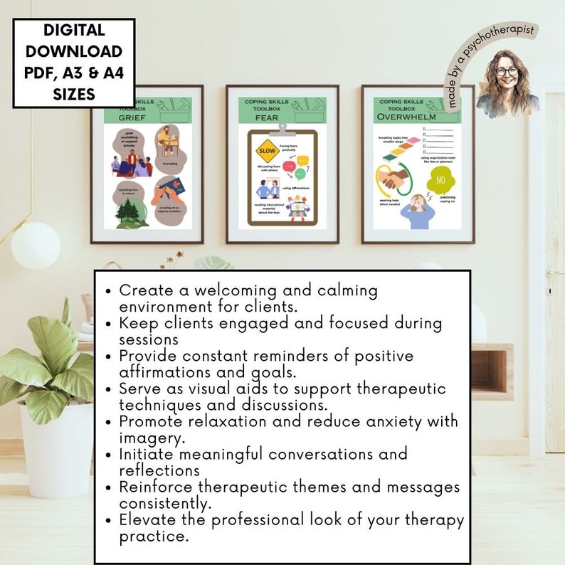 Coping Skills Toolbox Posters PDF Set Mental Health Decor for Therapy ...